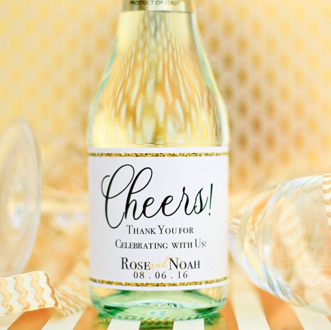Mini Champagne Bottle Labels Wedding - Personalized Wedding Favors ...
