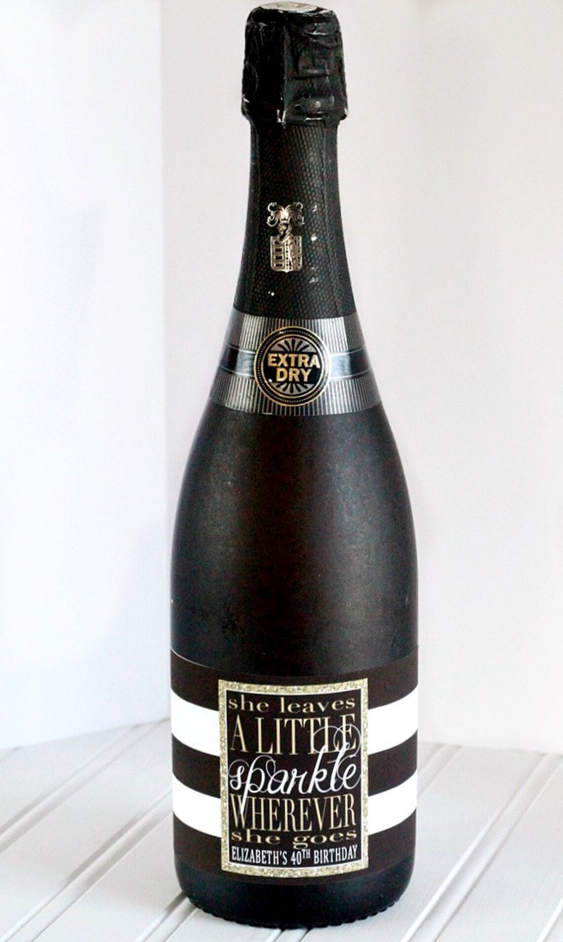 Gold Glitter Birthday Champagne Label Sparkle Birthday - Etsy