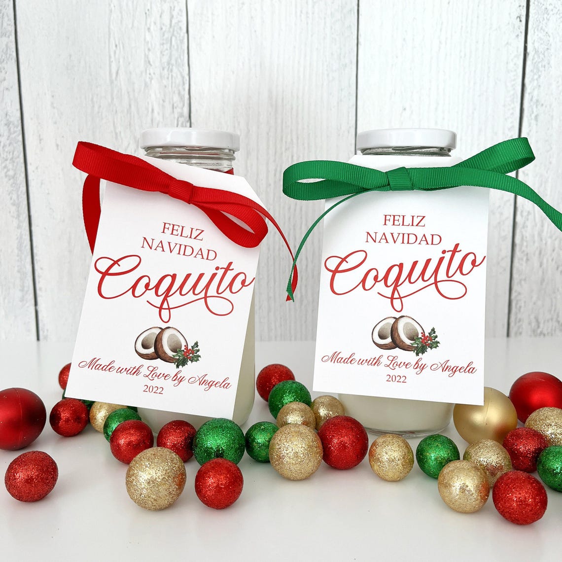 PRINTED Coquito Tags & Ribbon - Homemade Coquito Gift Tags // Bottles ...