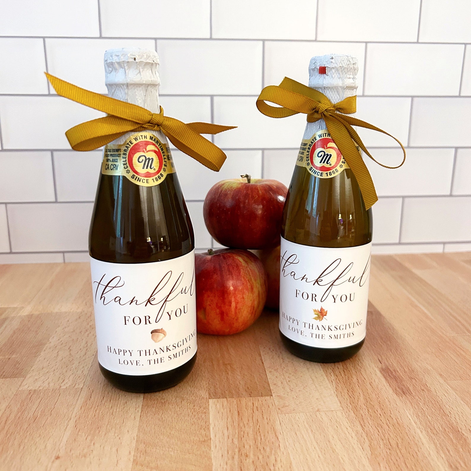 Thanksgiving Mini Apple Cider Bottle Labels // Personalized, Waterproof ...