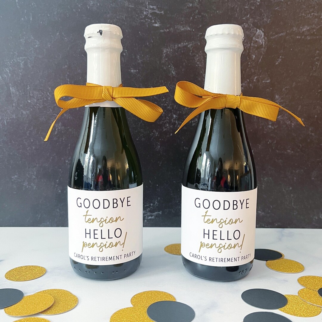 Retirement Mini Champagne & Wine Bottle Labels - Party Favors for ...