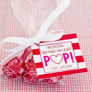 Valentine's Lollipop Tags & Ribbon Personalized Valentine's Day Tags ...