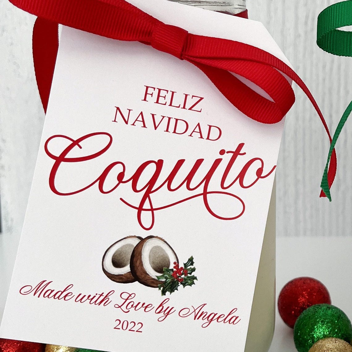 PRINTED Coquito Tags & Ribbon - Homemade Coquito Gift Tags // Bottles ...