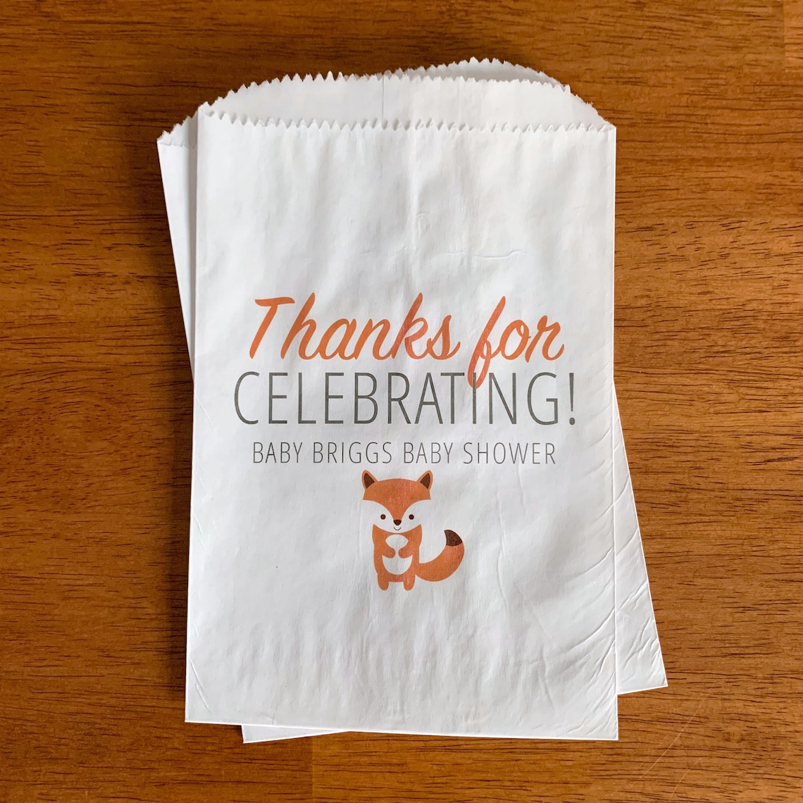 Fox Baby Shower Favor Bags LINED Woodland Themed Birthday | Etsy