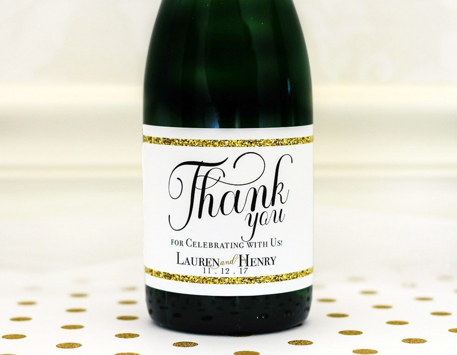 Gold Glitter Full Size Champagne Bottle Labels for Weddings - Etsy