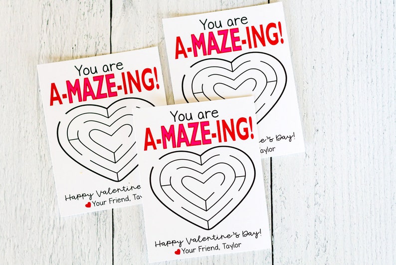 PRINTED Maze Valentine's Day Cards for Kids Class | Etsy