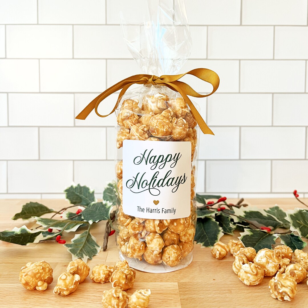 Happy Holidays Gift Bags for Popcorn & Ribbon Christmas Goodie Bags ...