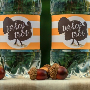Turkey Trot Water Bottle Labels. Waterproof & Adhesive Water Bottle ...