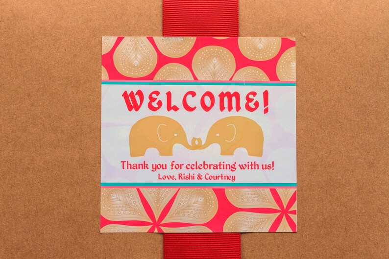 Indian Wedding Welcome Box Labels. Indian Wedding Favors. | Etsy