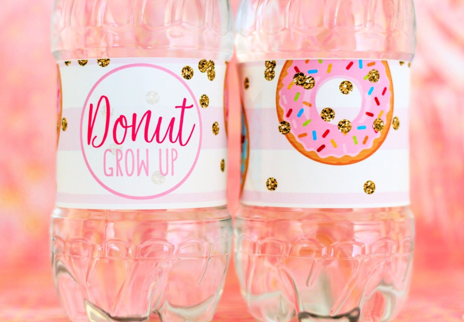 Donut Water Bottle Labels Donut First Birthday Favors - Etsy