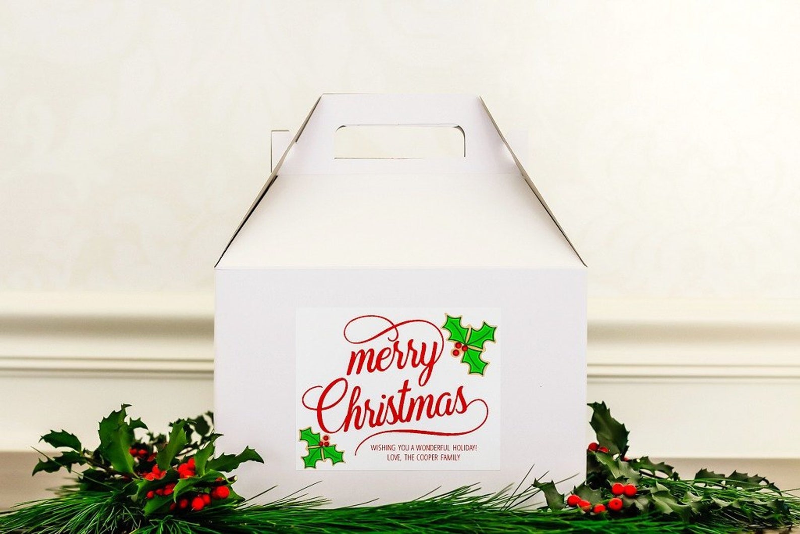 Personalized Christmas Gable Boxes - Holiday Cookie Packaging - Custom ...