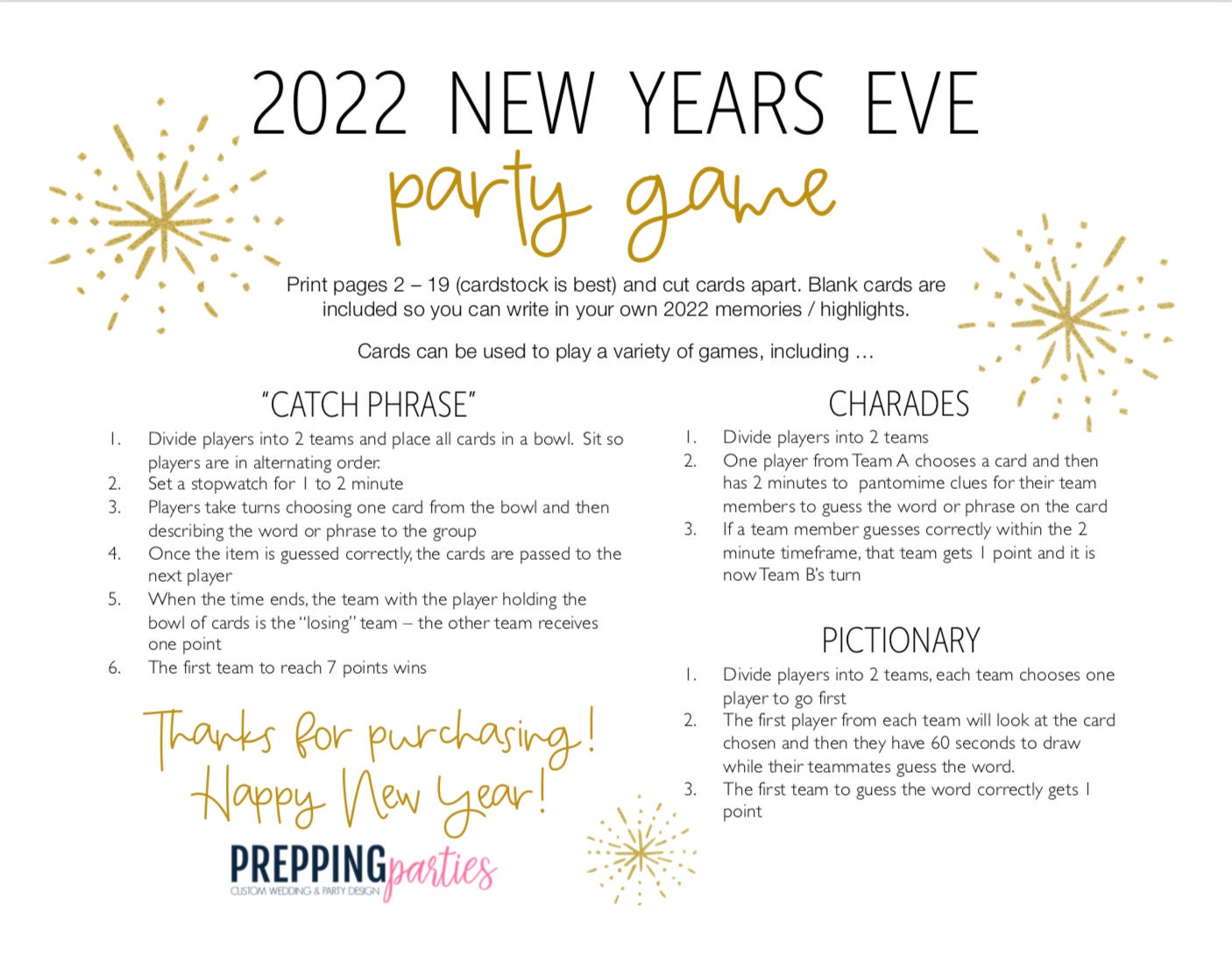 INSTANT DOWNLOAD Printable New Years Game 2023 New Years Eve - Etsy Canada