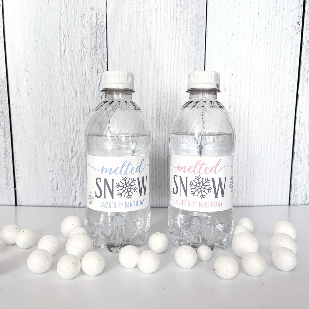 Snowflake Birthday Water Bottle Labels Winter Onederland Snow First ...