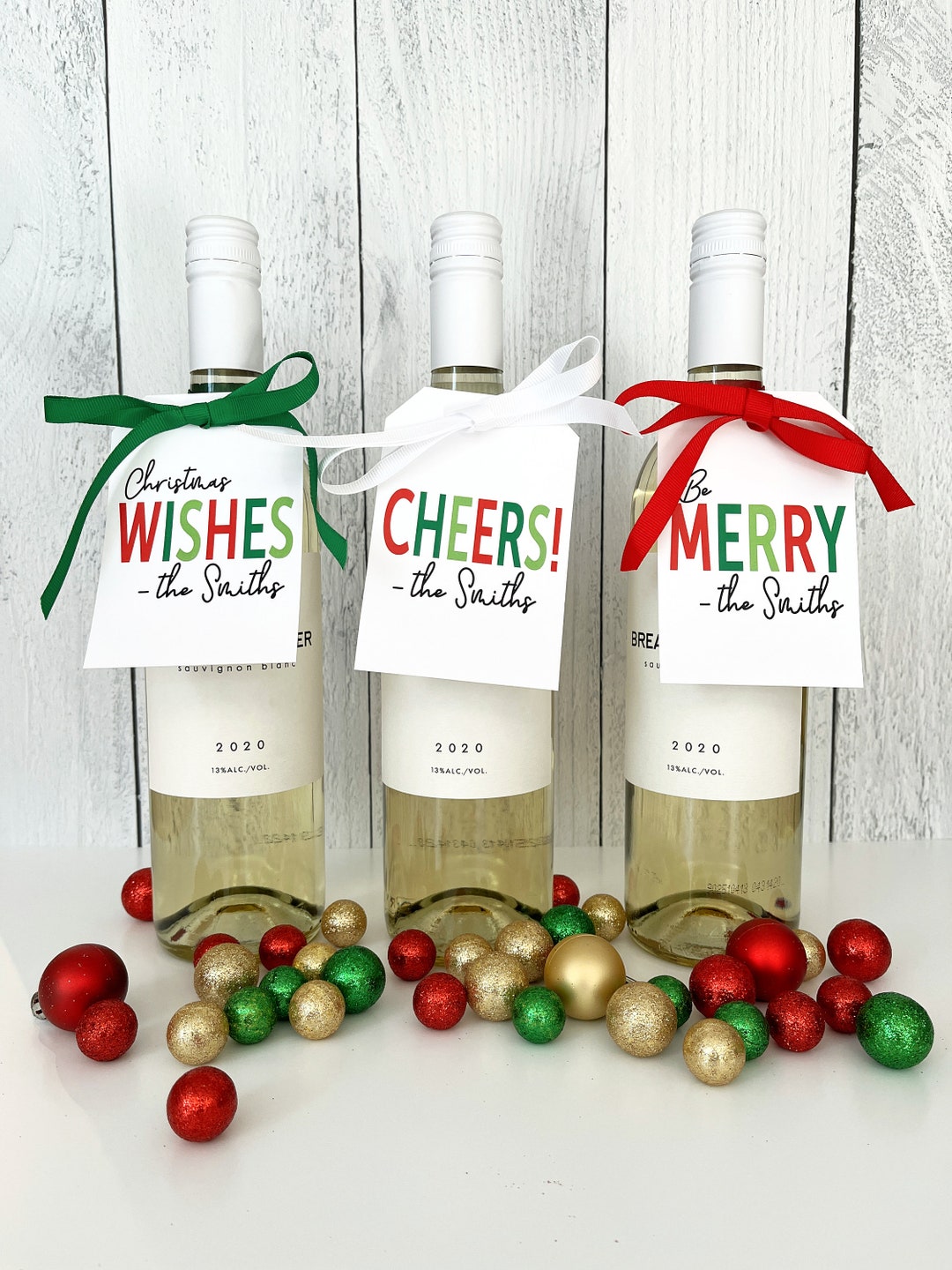 TAGS & RIBBON Christmas Wine Tags Personalized Holiday Wine Bottle Tags ...