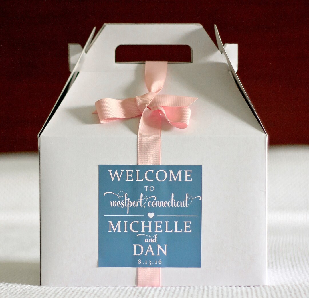 Wedding Welcome Bag Stickers - Hearts Wedding Gift Bag Labels ...