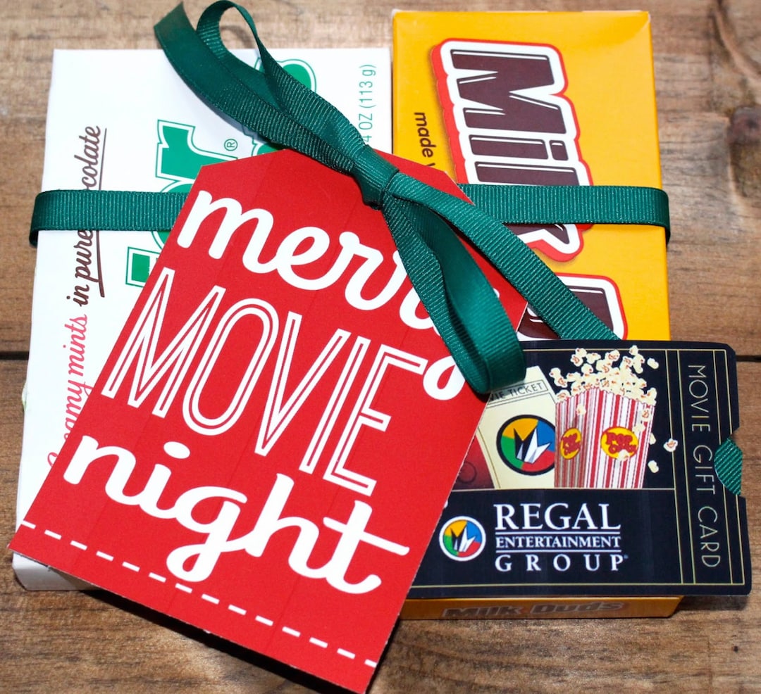 Christmas Movie Night Gift Tags - Christmas Gift for Teacher - Gift for ...