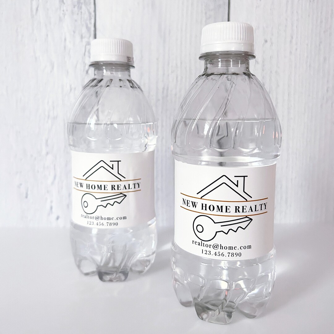 PRINTED Realtor Water Bottle Labels - Open House Favors for Real Estate ...