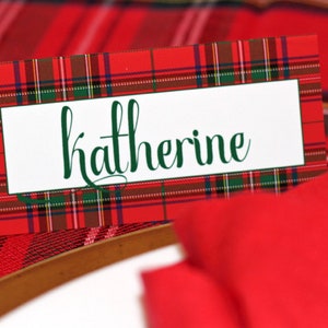 Tartan Christmas Place Cards Holiday Place Cards Dinner Party Seating ...