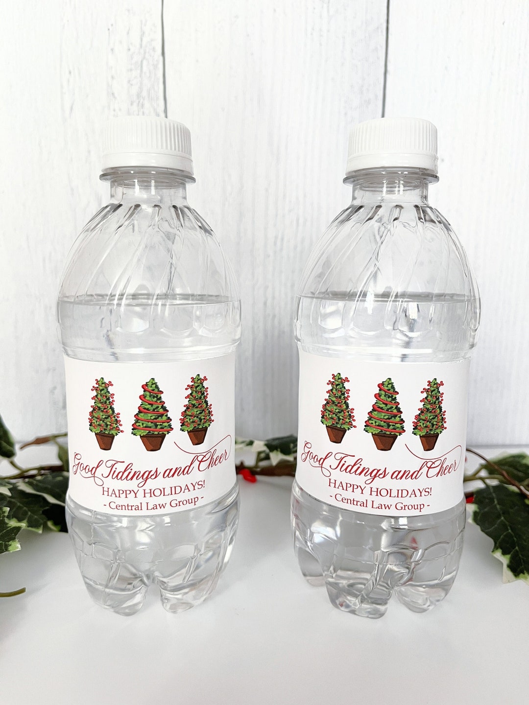 PRINTED Christmas Water Bottle Labels Waterproof Christmas Party ...