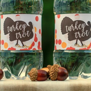 Turkey Trot Water Bottle Labels. Waterproof & Adhesive Water Bottle ...