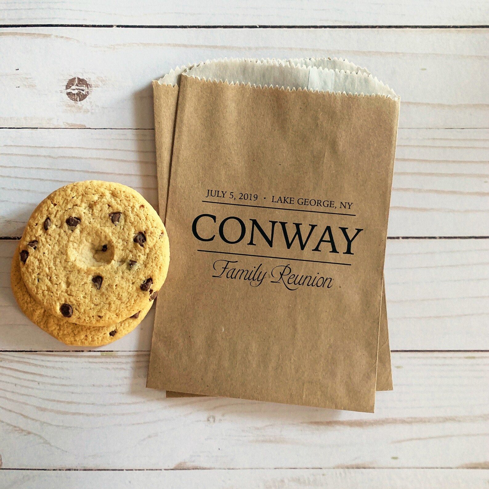 Personalized Family Reunion Favor Bags - Lined Kraft Brown Treat Bags ...