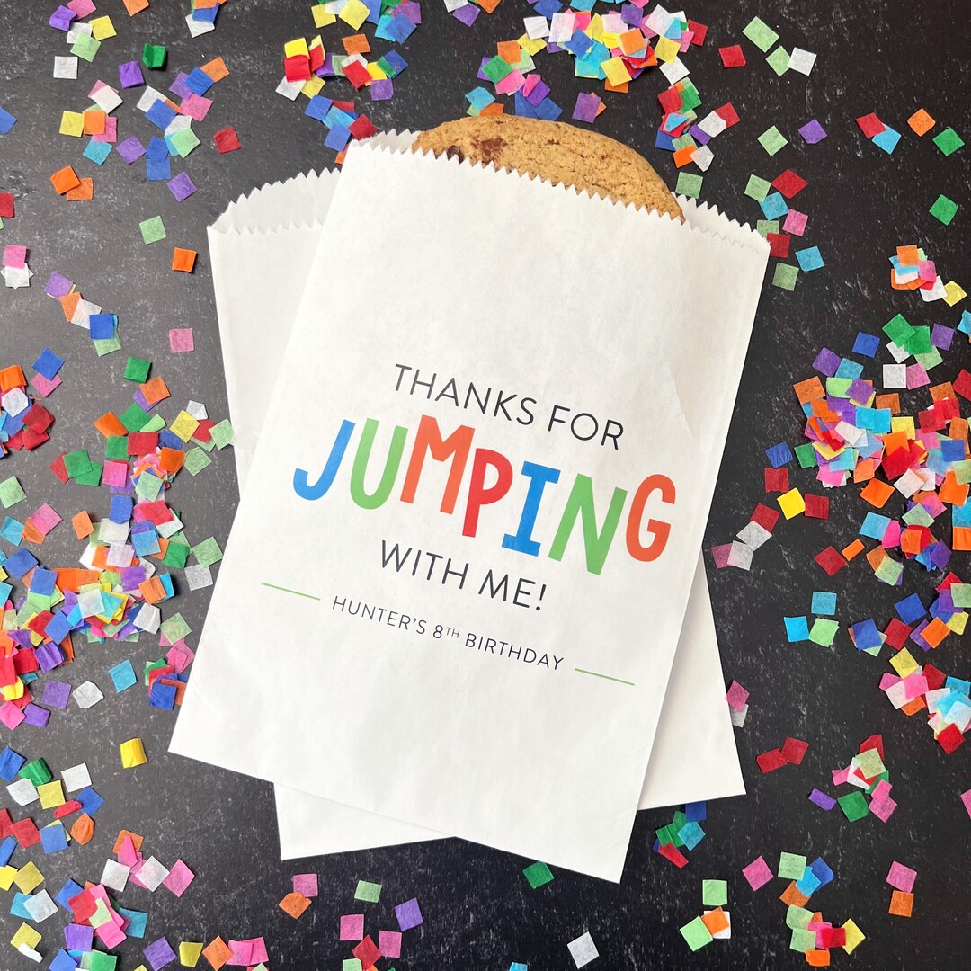 Trampoline Birthday Party Favor Bags - Thank You for Jumping With ...