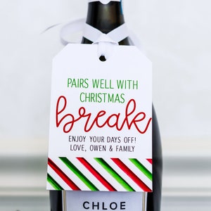 Teacher Gift Wine Tags - Personalized Christmas Teacher Gift Funny ...