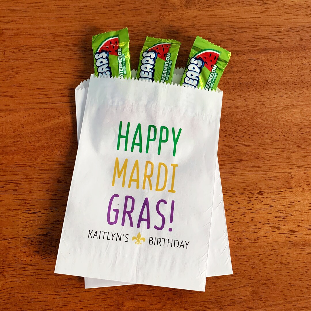 Mardi Gras Party Favor Bags - Custom Mardi Gras Themed Birthday Favors ...