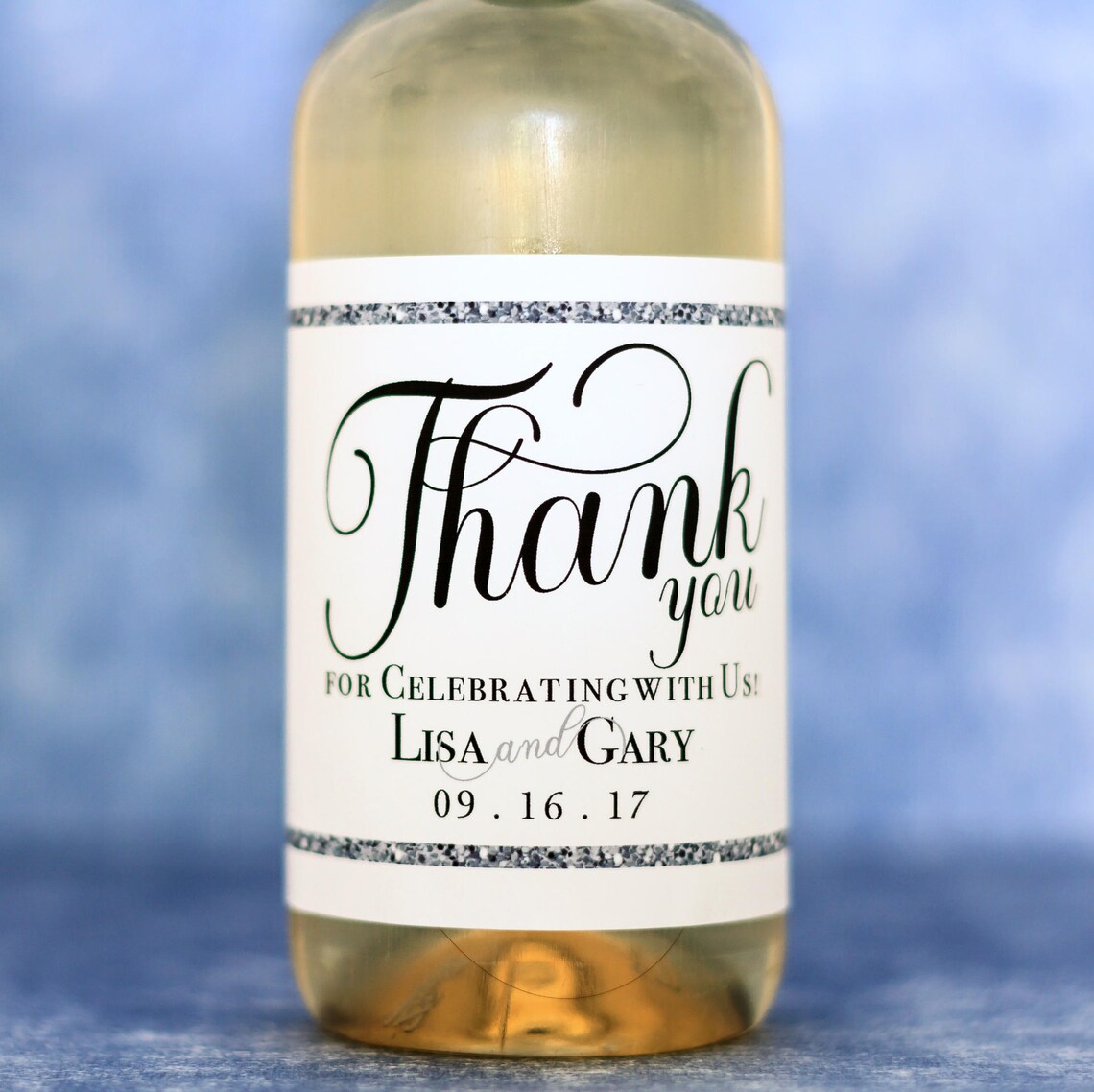 Silver Glitter Wedding Mini Wine Labels Mini Champagne | Etsy