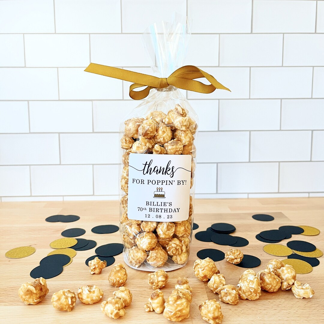 Birthday Popcorn Bags & Ribbon Thanks for Popping by Birthday Favors ...