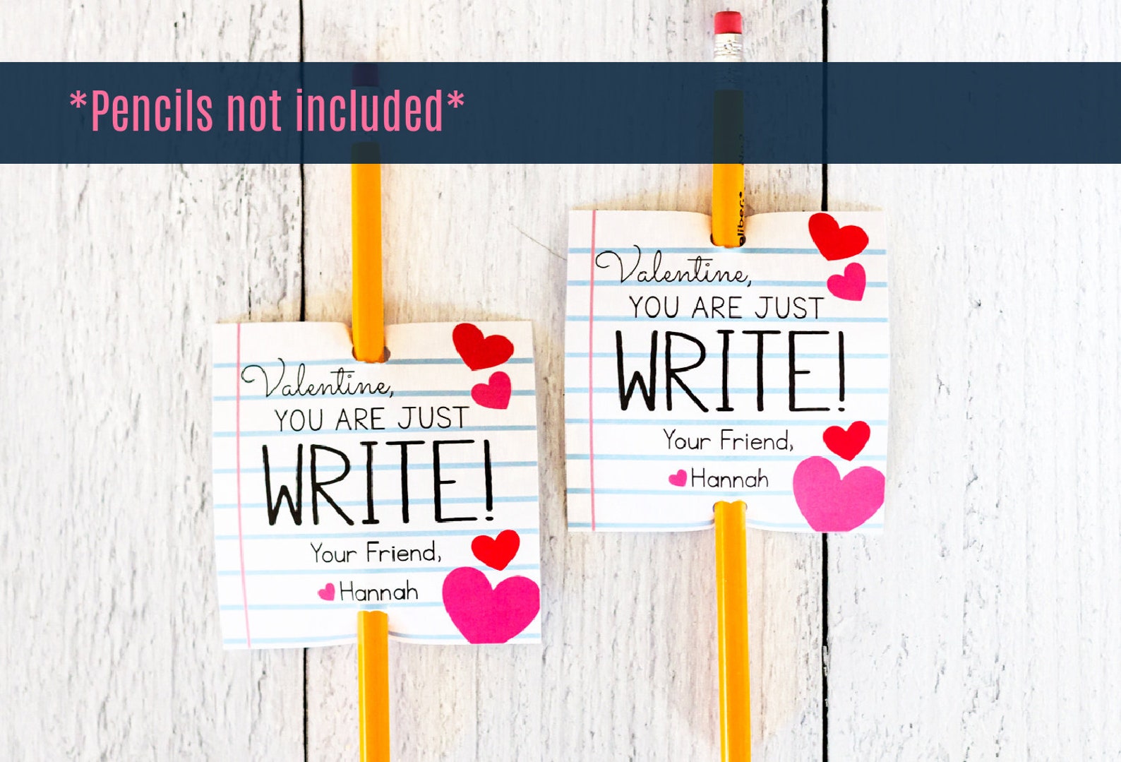 PRINTED Pencil Valentine's Day Tags for Kids Class - Etsy