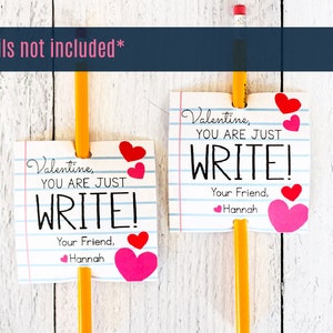 PRINTED Pencil Valentine's Day Tags for Kids - Class, School, Teacher ...
