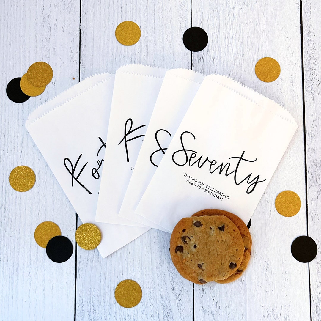 LINED Birthday Party Favor Bags - Milestone Birthday Cookie, Candy ...