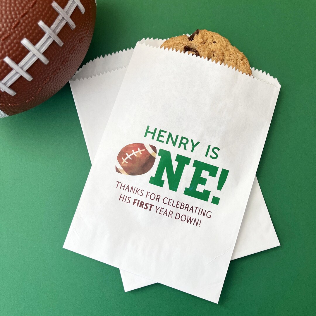 Football 1st Birthday Party Favor Bags LINED - Personalized, Grease ...