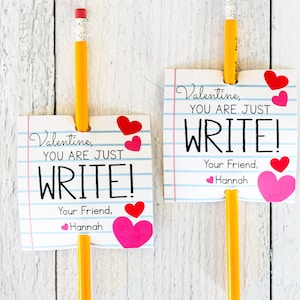 PRINTED Pencil Valentine's Day Tags for Kids - Class, School, Teacher ...