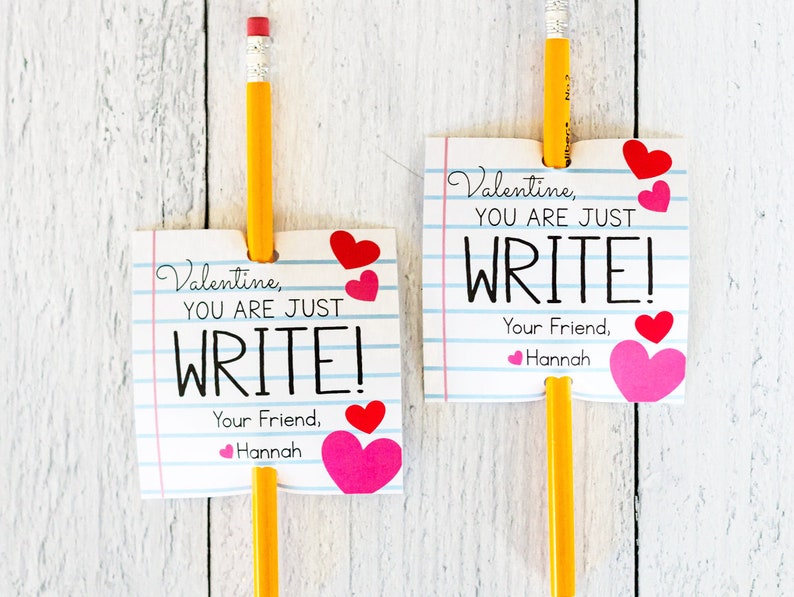 PRINTED Pencil Valentine's Day Tags for Kids - Class, School, Teacher ...