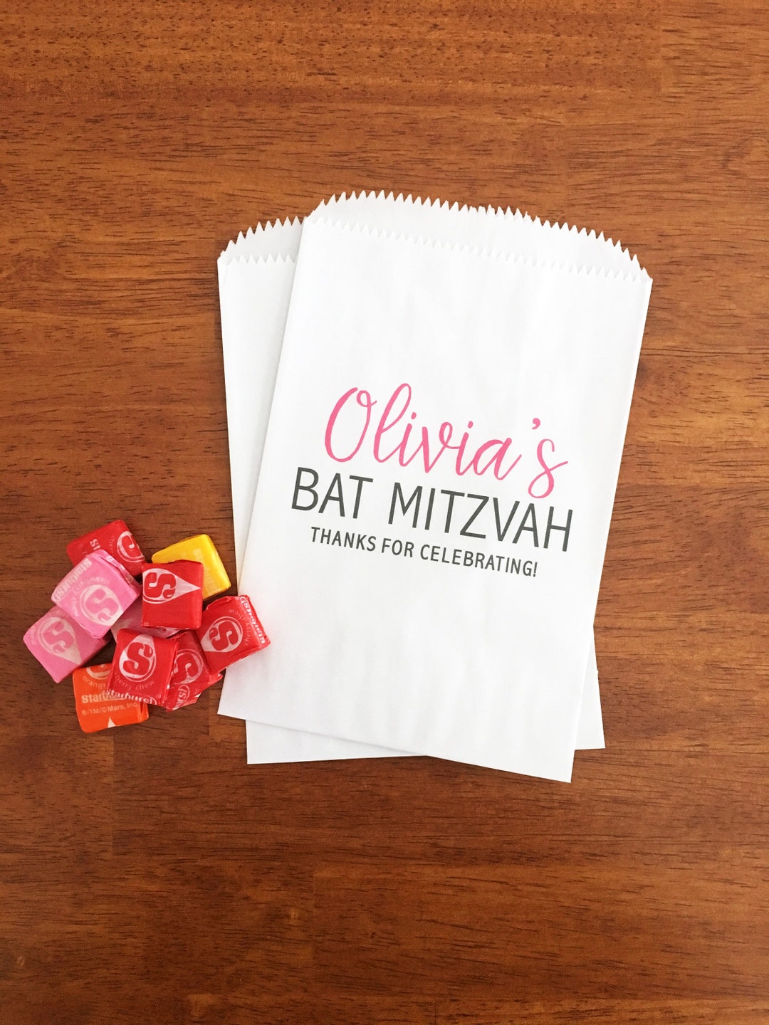 Personalized Bat Mitzvah Favor Bags for Candy Bar, Donuts, Cookies ...