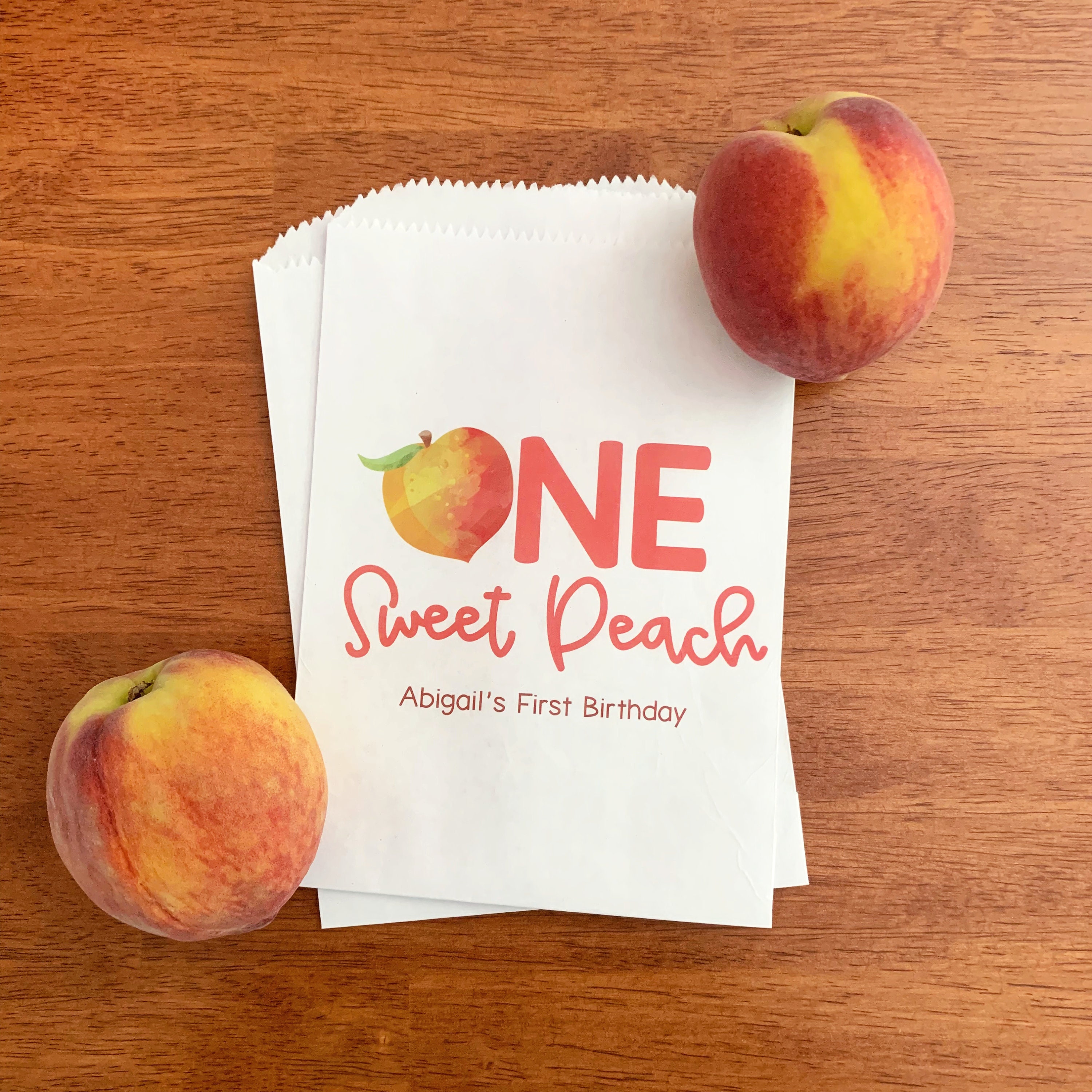 One Sweet Peach Birthday Favor Bags Peach First Birthday - Etsy