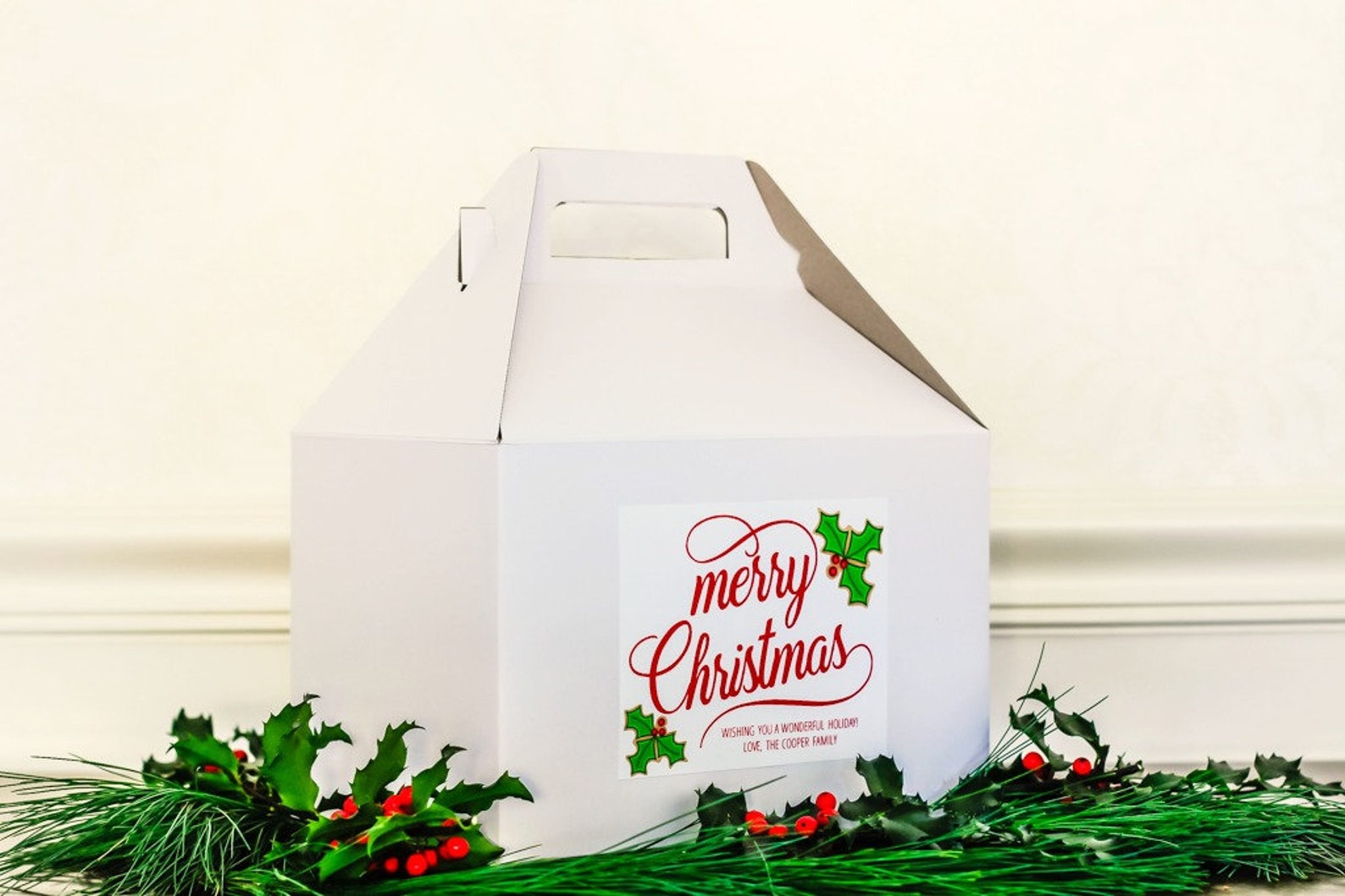 Personalized Christmas Gable Boxes - Holiday Cookie Packaging - Custom ...