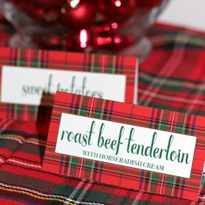 Tartan Christmas Place Cards Holiday Place Cards Dinner Party Seating ...