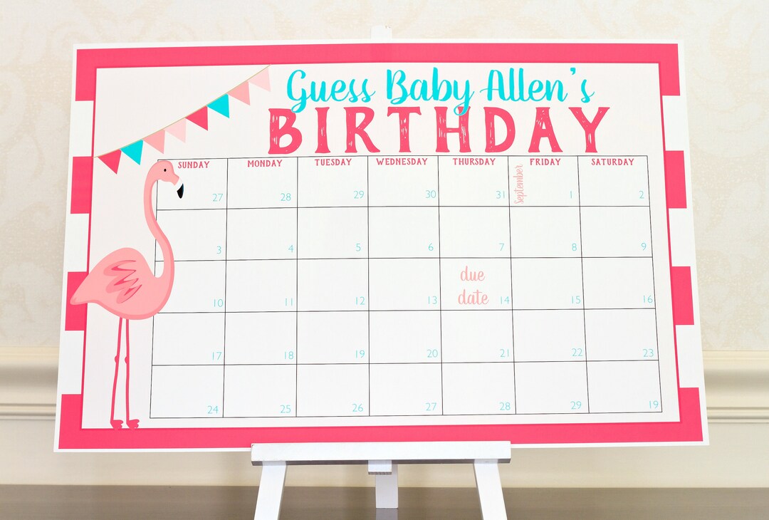 Flamingo Baby Shower Decoration Pink Girl Baby Shower Game Guess Baby ...
