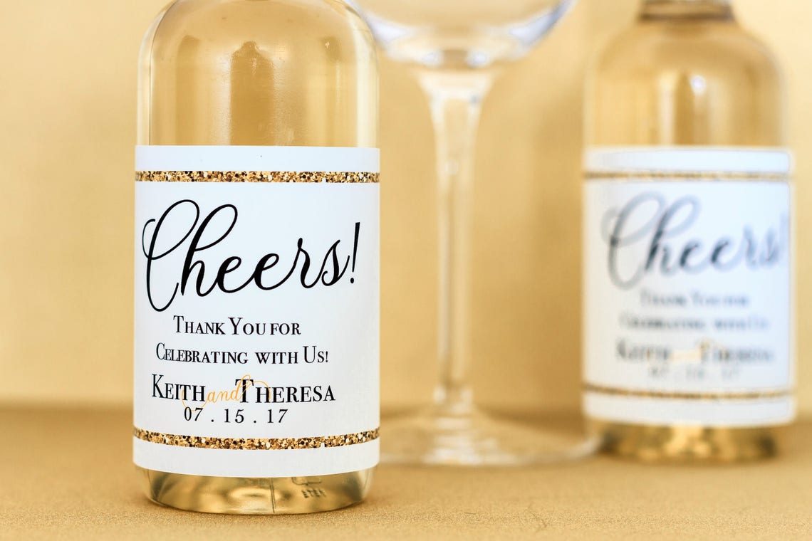 Wedding Mini Wine Labels Mini Champagne Bottle Labels Gold | Etsy