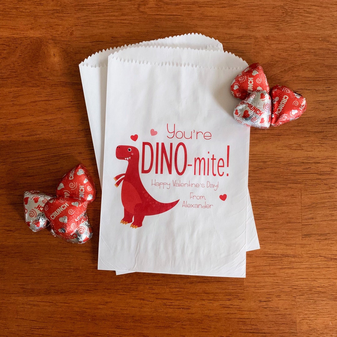 Dino-mite Valentines Day Bags for Kids - Dino Mite Valentine's Day ...