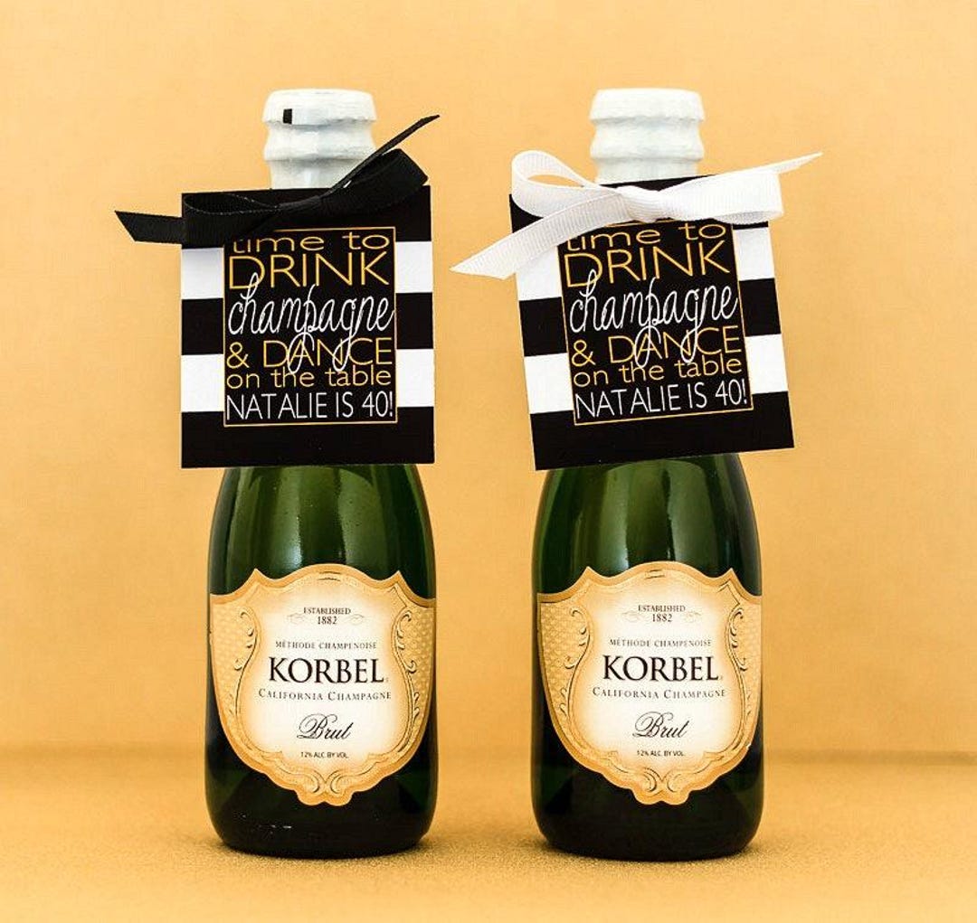 Mini Champagne Tags - Birthday Favor Tags - Champagne Bottle Tags ...