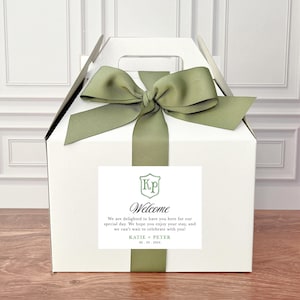 ASSEMBLED Wedding Crest and Letter Welcome Boxes - Hotel Welcome Boxes ...