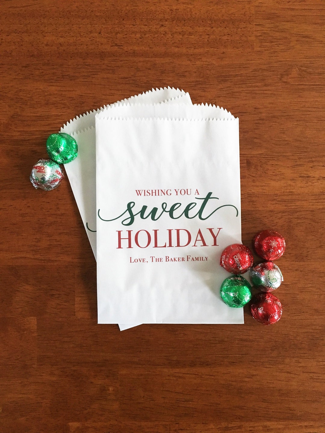Personalized Christmas Treat Bags LINED - Christmas Cookie Bags, Gift ...