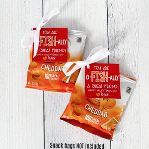 Printed Goldfish Valentine's Day Tags & Ribbon - Fish Pun Valentines ...