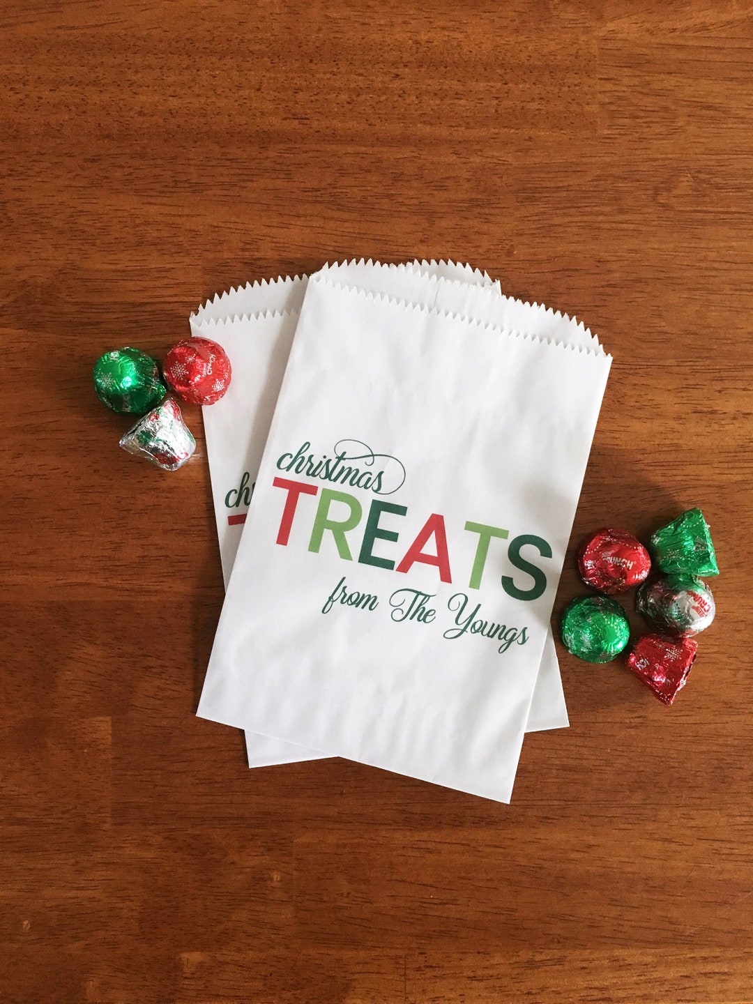 Christmas Treat Bags LINED - Holiday Goodie Bags for Candy ...