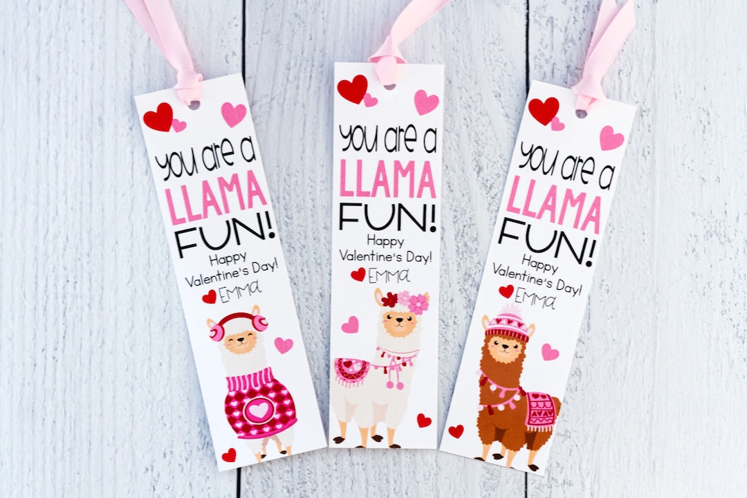 Llama Valentine's Day Bookmarks for Kids - Llama Valentine's Cards for ...