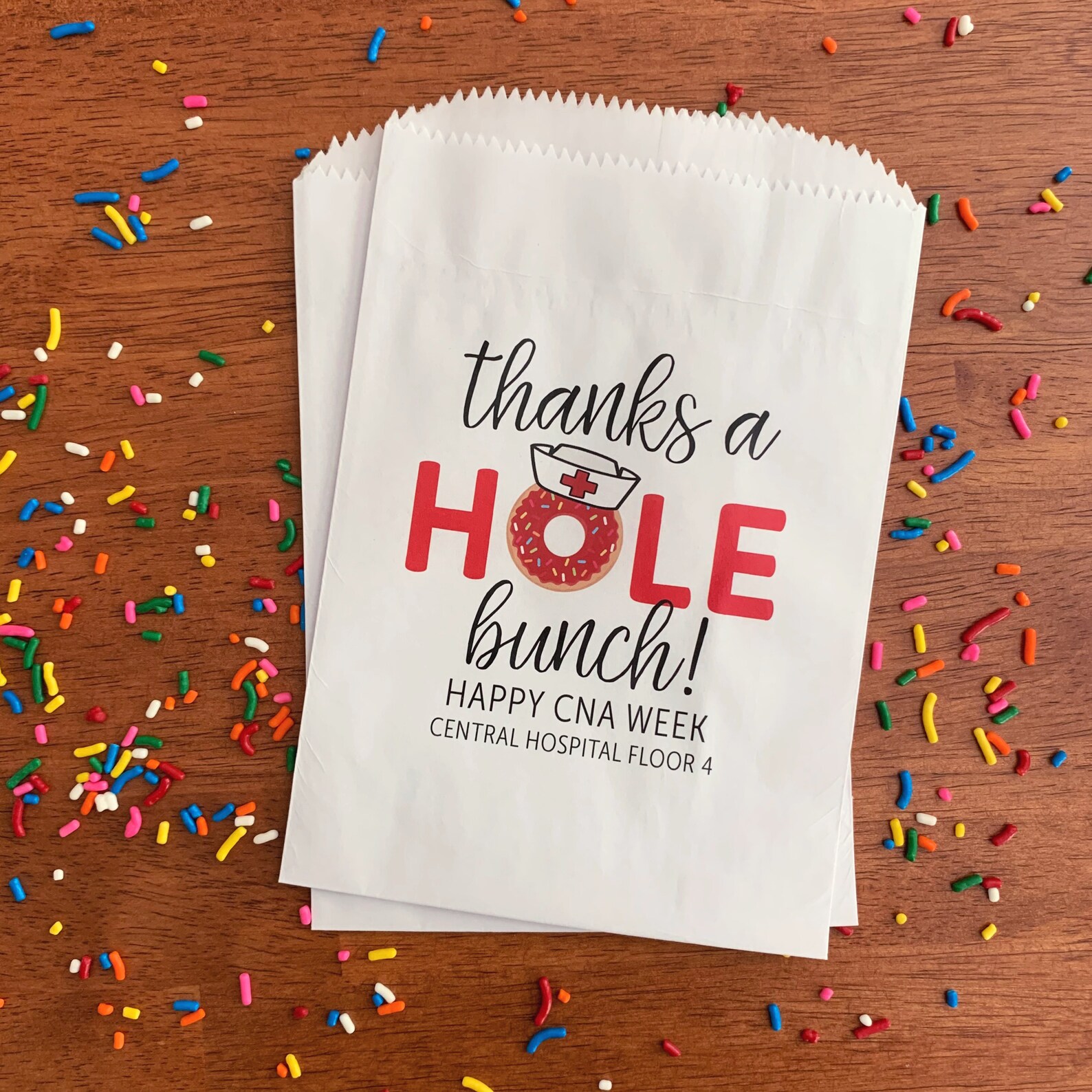 CNA Week Donut Bags LINED - CNA Week Gift Bags - Nursing Assistant Week ...